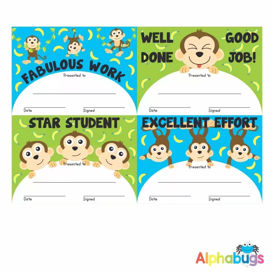 Certificates - Monkey Mischief | Alphabugs