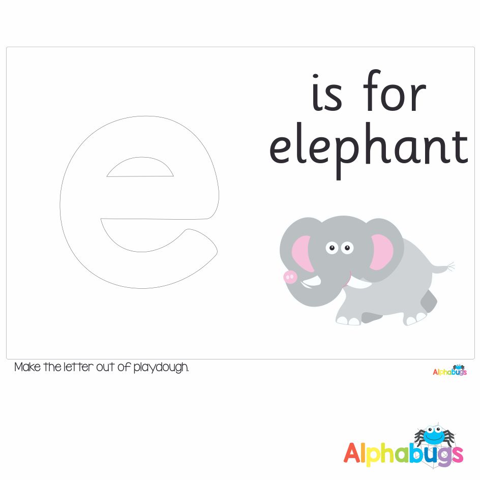 Playdough Mat – Learning Letters e – Alphabugs