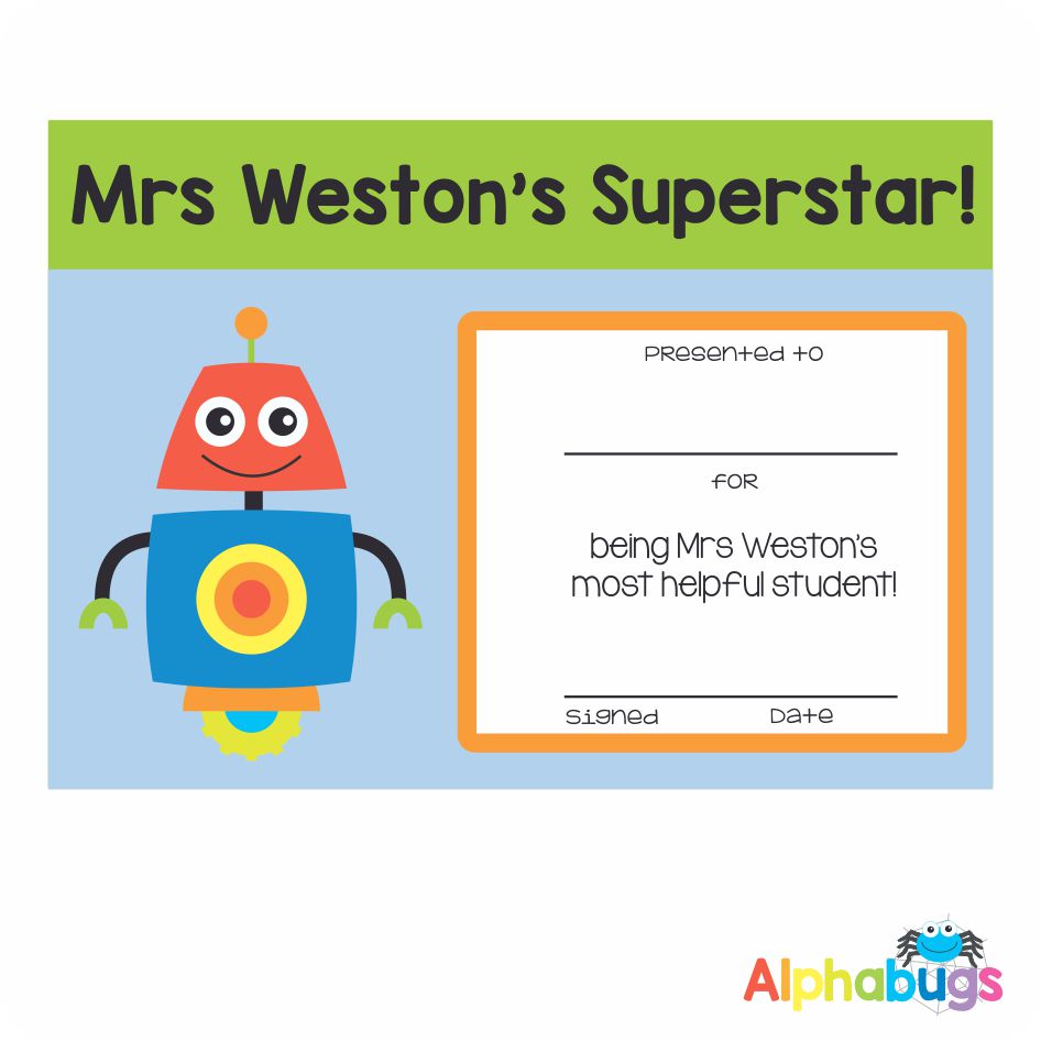 Personalised Certificates 1 | Alphabugs