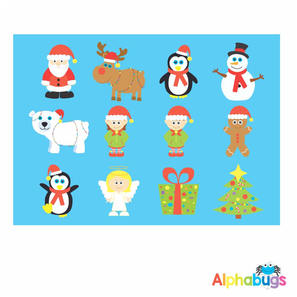 Character Cutouts - Christmas Characters | Alphabugs