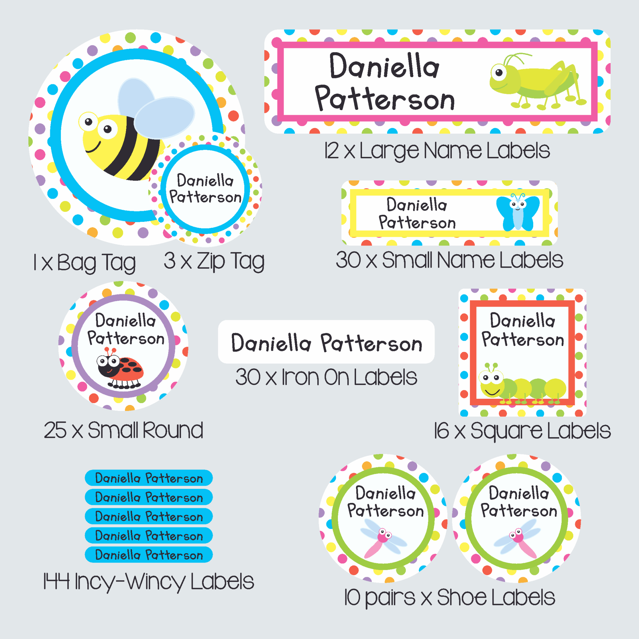 Large Book Labels - Busy Bees | Alphabugs
