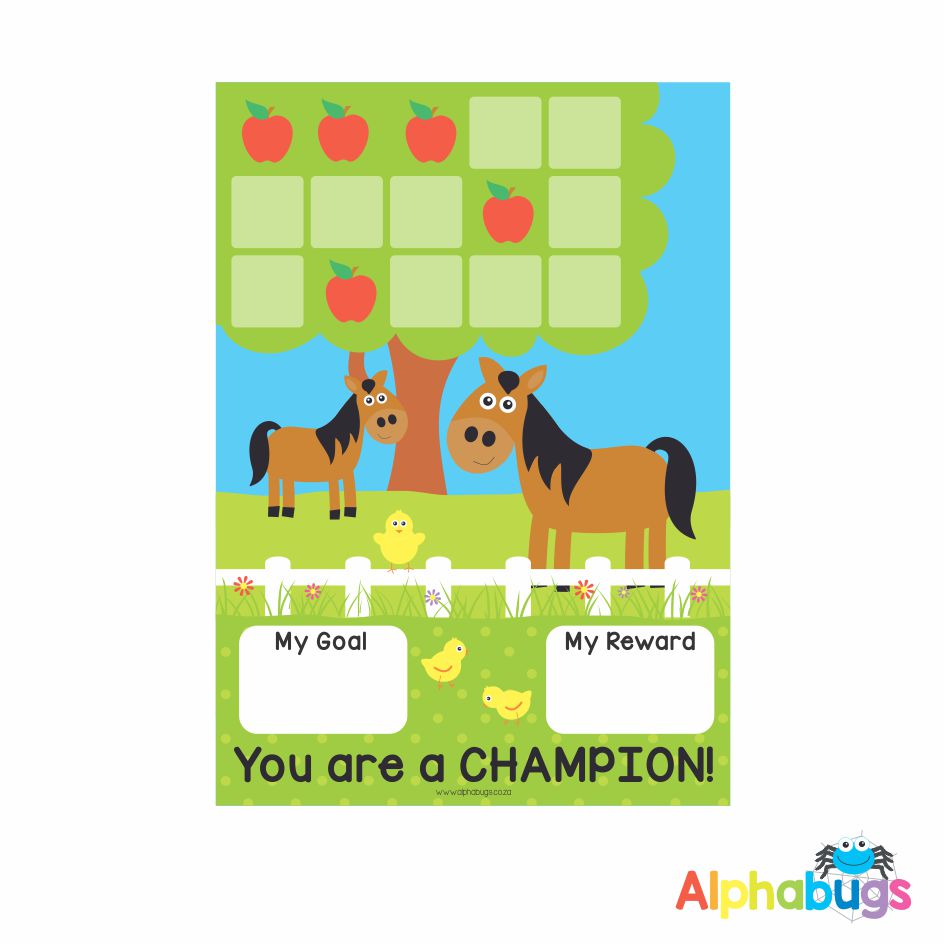 Magnetic Reward Chart - At the Farm | Alphabugs