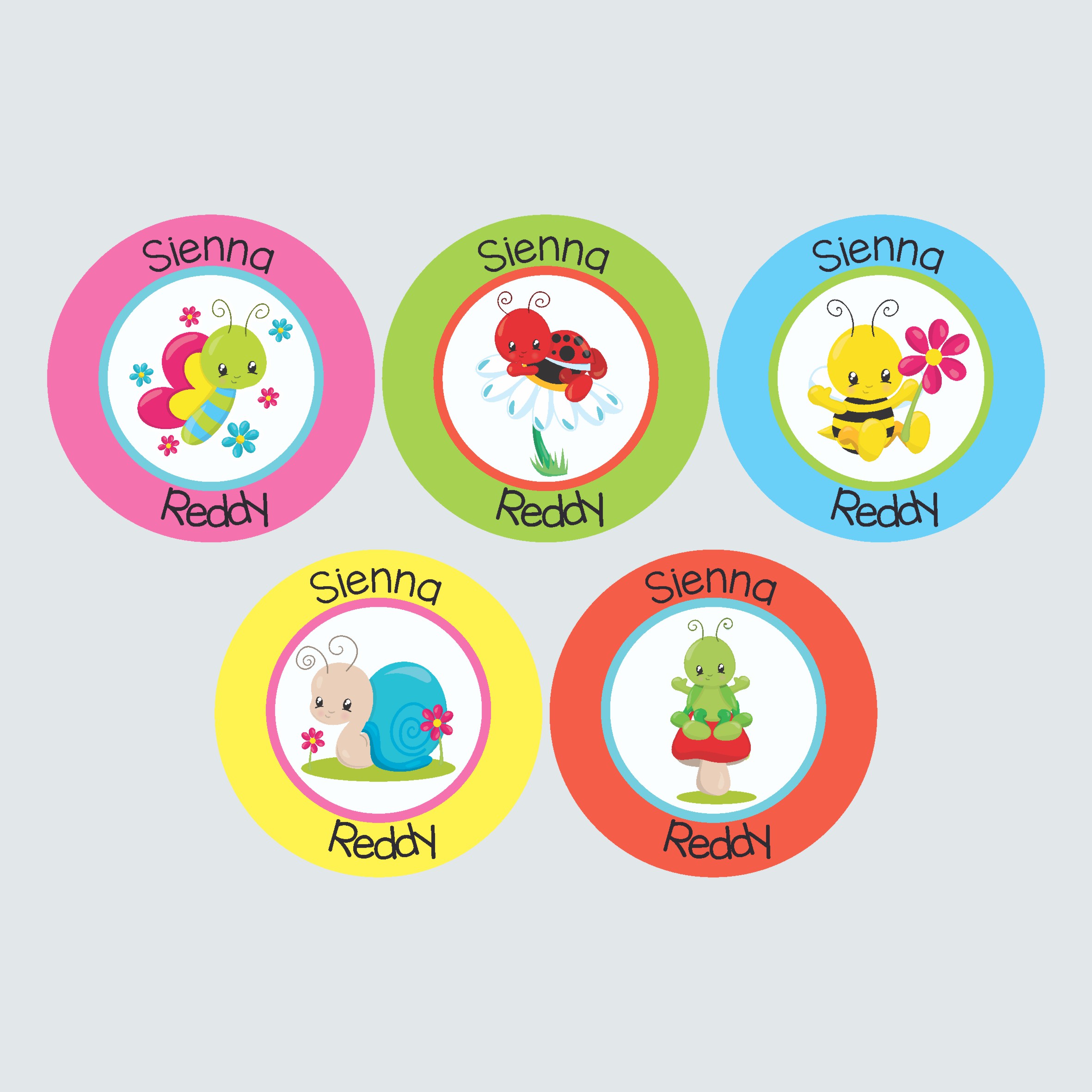Large Round Labels - Cute as a Bug | Alphabugs