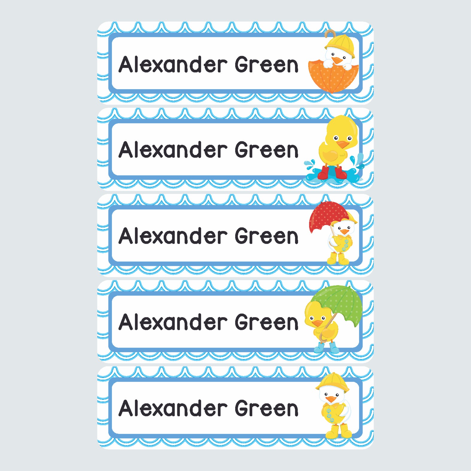 Large Name Labels - Puddle Ducks | Alphabugs