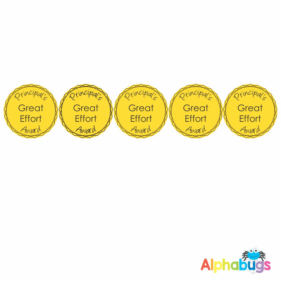 Positive Praise - Principal Award - Great Effort GOLD | Alphabugs