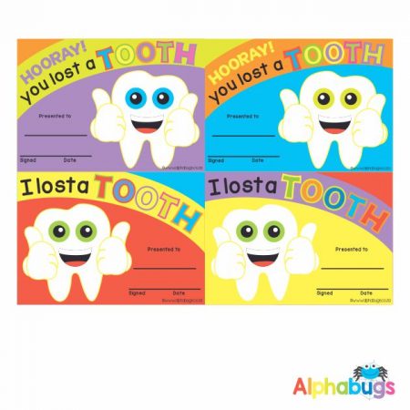 Certificates - I Lost A Tooth 1 | Alphabugs