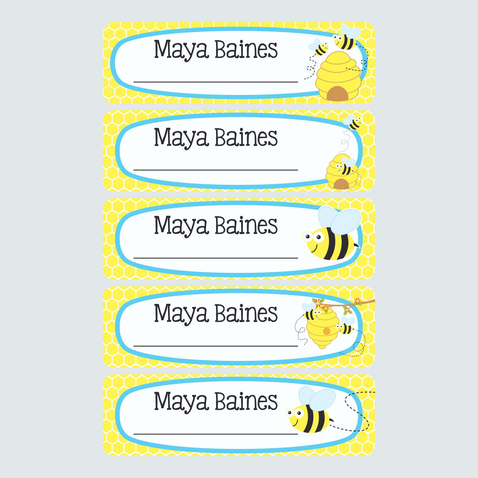Small Book Labels - Busy Bees | Alphabugs