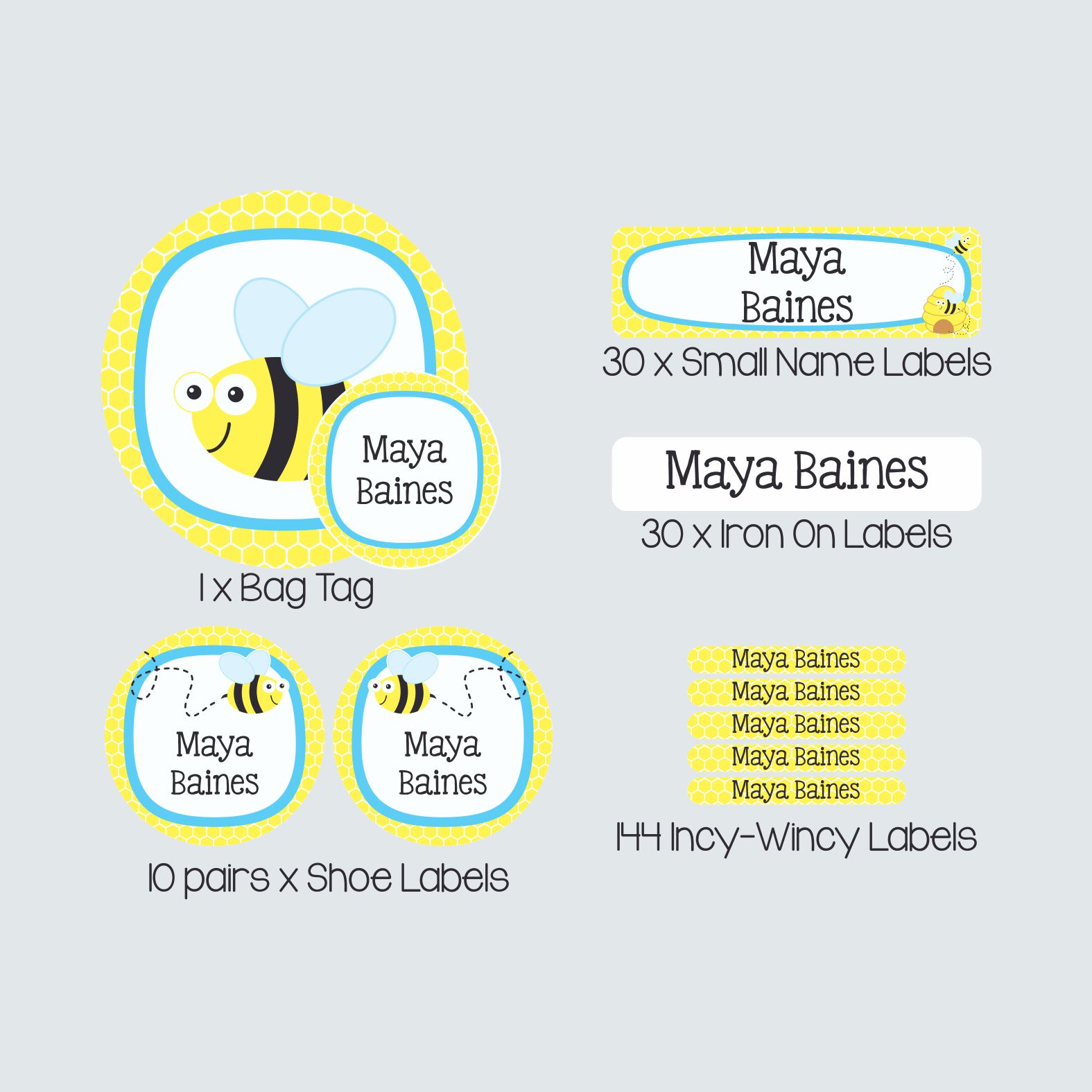 Essential Kids Label Pack - Busy Bees | Alphabugs