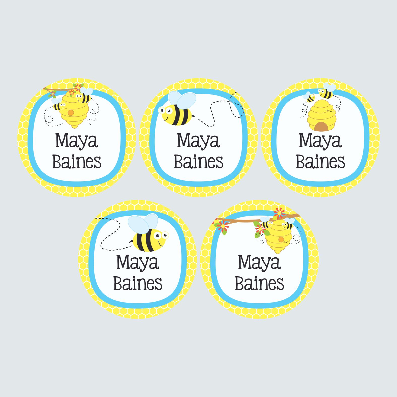 Large Round Labels - Busy Bees | Alphabugs