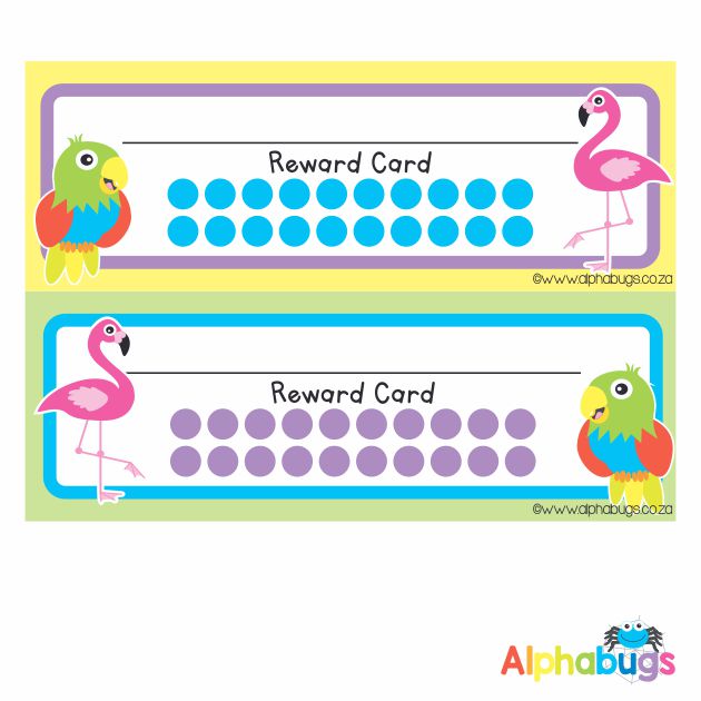 School Reward Cards - Flamingos and Parrots | Alphabugs
