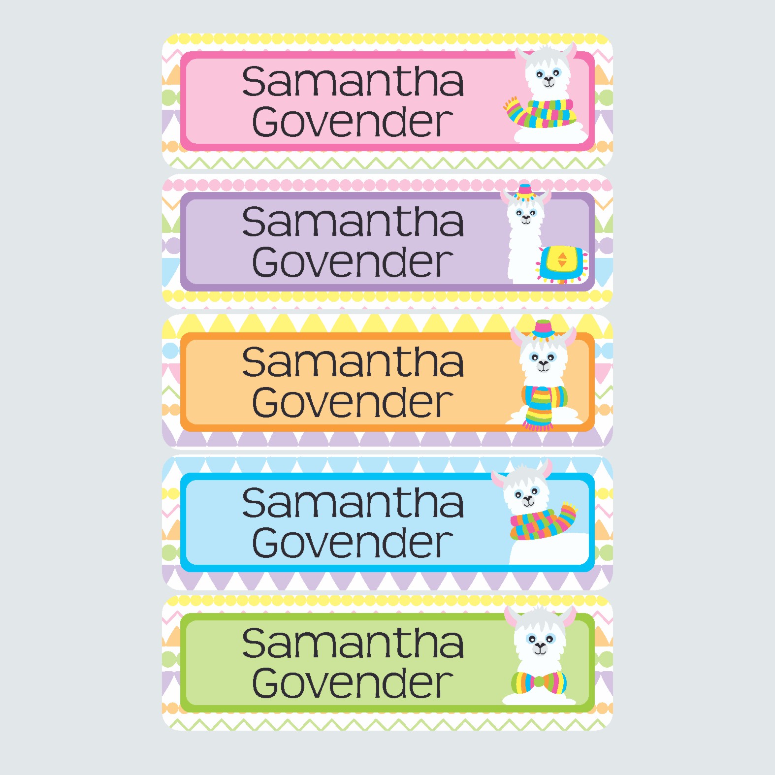 Large Name Labels - La La Llama | Alphabugs