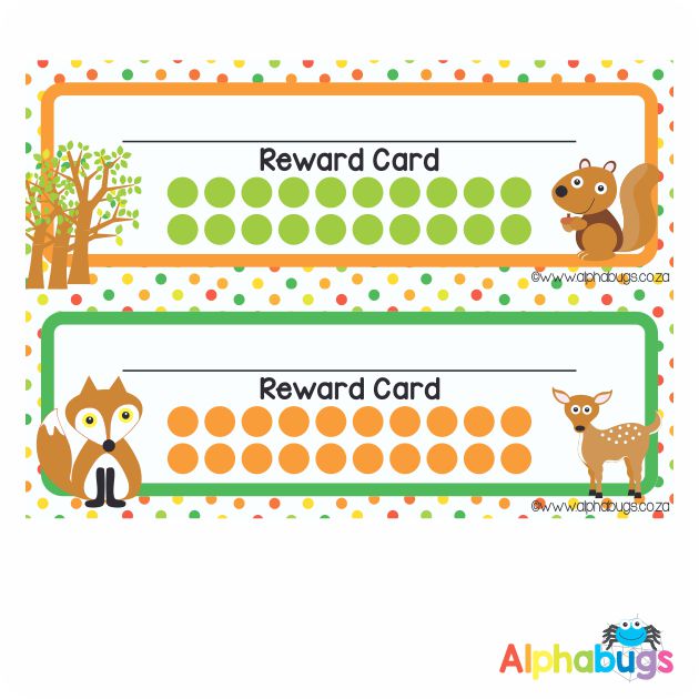 School Reward Cards - Forest Friends | Alphabugs