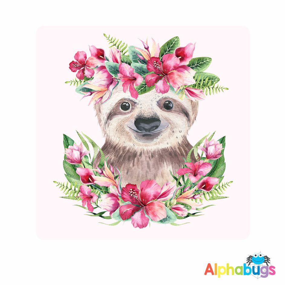 Wall Decor - Blush Flower Crown Sloth | Alphabugs