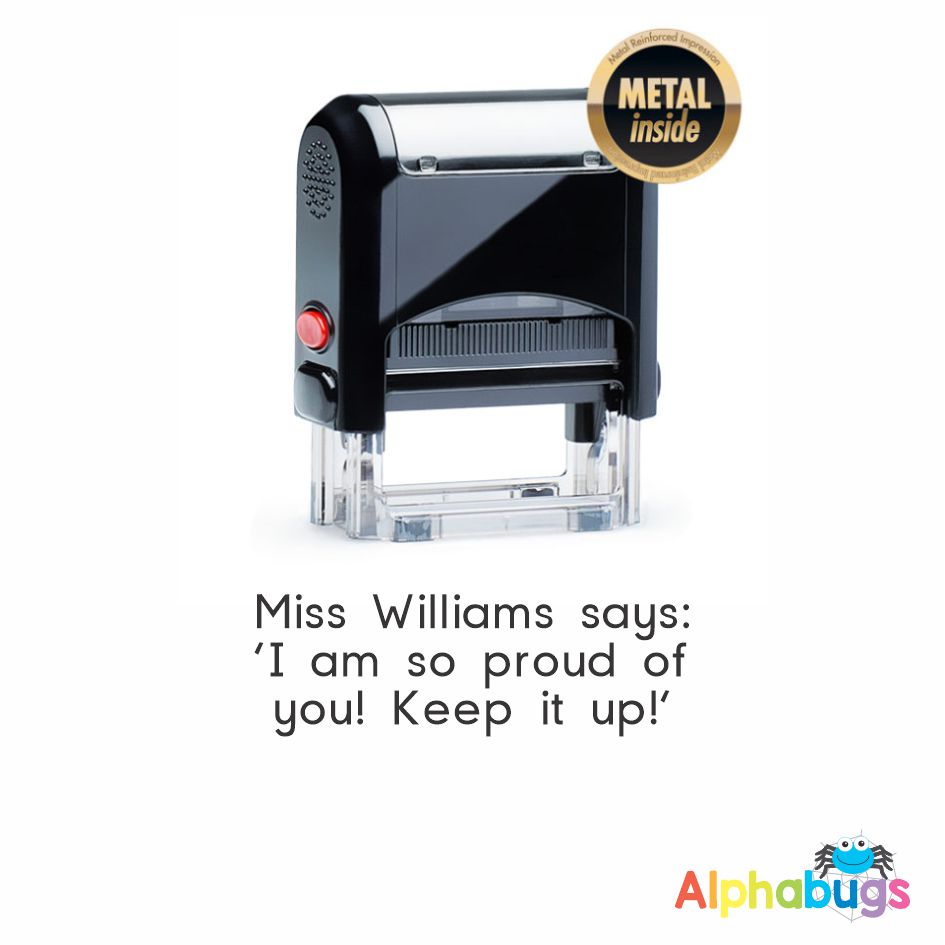 Personalised Self-Inking Stamp - 3.8cm x 1.4cm | Alphabugs
