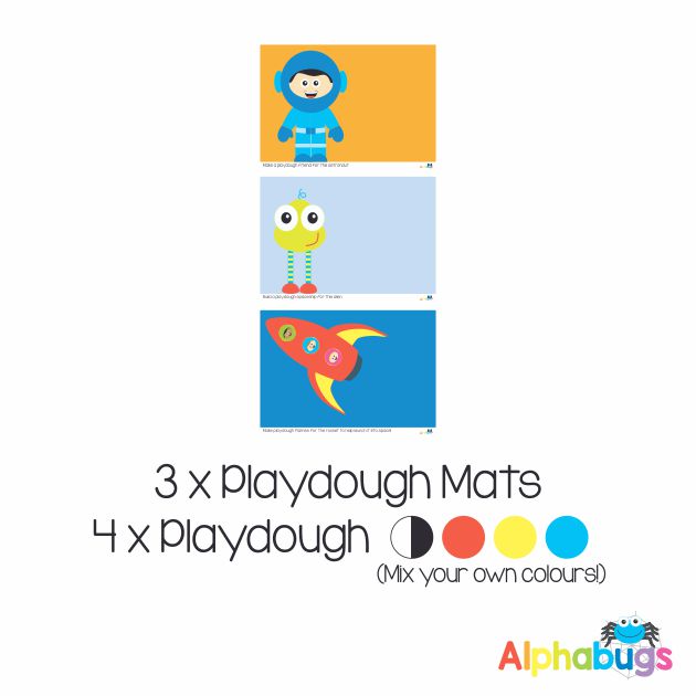 .Playdough Play Set - Alien Invasion (3M+4D) | Alphabugs