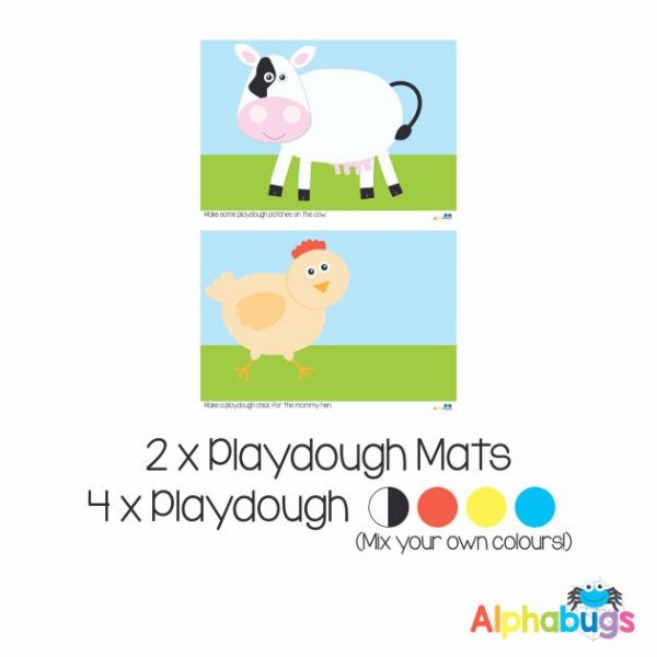 .Playdough Play Set - At the Farm (2M+4D) | Alphabugs