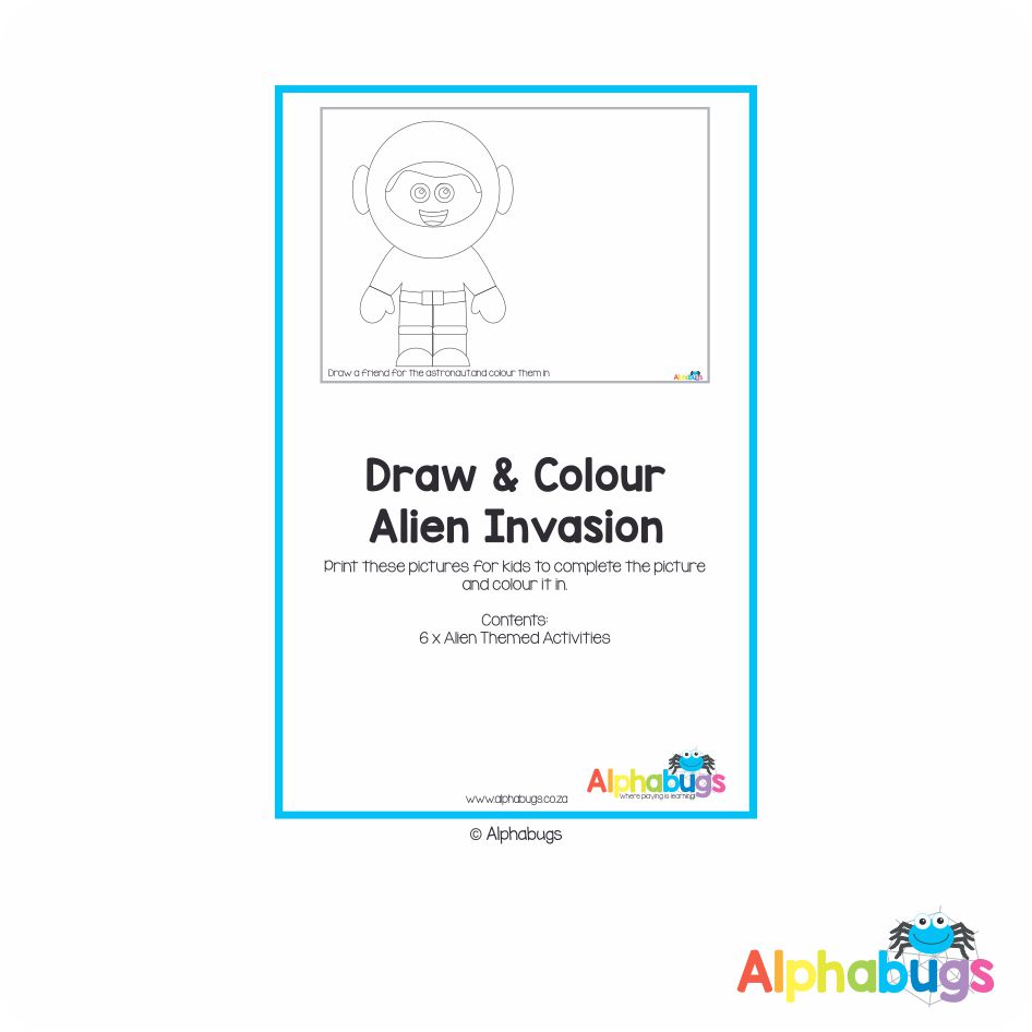Home Printable - Colour n Draw Alien Invasion | Alphabugs