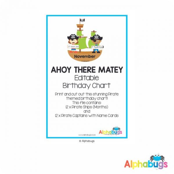 Downloadable - Ahoy There Matey Birthday Chart | Alphabugs