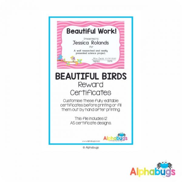 Classroom Decor -Beautiful Birds Reward Charts | Alphabugs