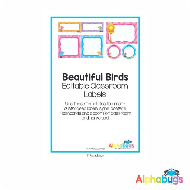 Classroom Decor - Beautiful Birds Labels | Alphabugs