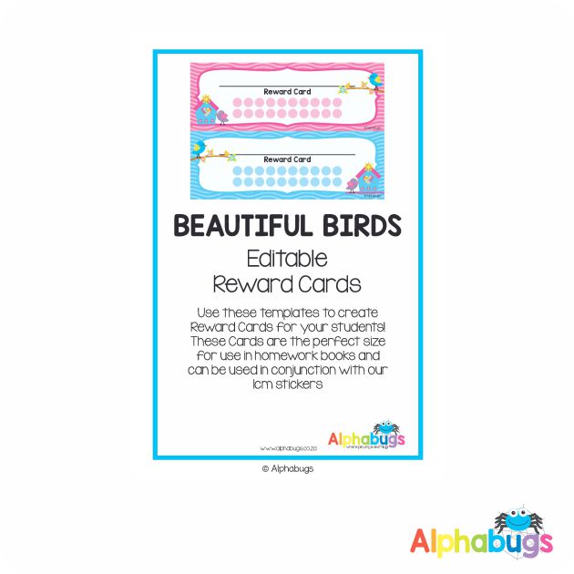 Classroom Decor - Beautiful Birds Reward Cards | Alphabugs