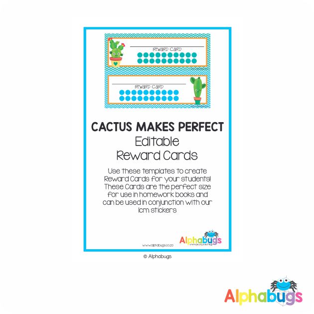 Classroom Decor - Cactus Makes Perfect Reward Charts | Alphabugs