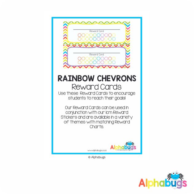 Classroom Decor - Rainbow Chevrons Reward Cards | Alphabugs