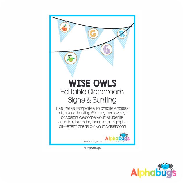 Classroom Decor - Wise Owls Signs & Bunting | Alphabugs