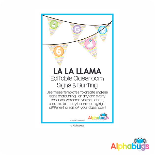 Classroom Decor - La La Llama Signs & Bunting | Alphabugs