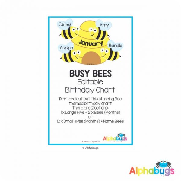 Classroom Decor - Busy Bees Birthday Chart | Alphabugs