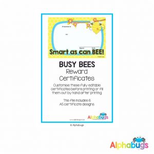 Classroom Decor - Busy Bees Reward Certificates | Alphabugs
