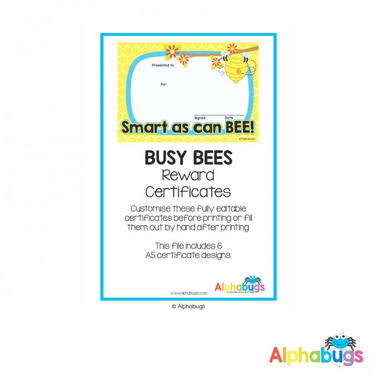 Classroom Decor - Busy Bees Reward Certificates | Alphabugs