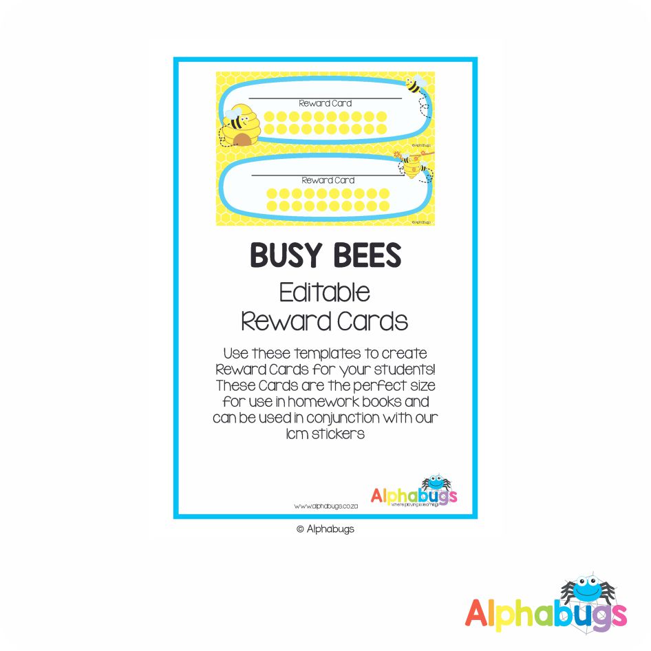 Classroom Decor - Busy Bees Reward Cards | Alphabugs