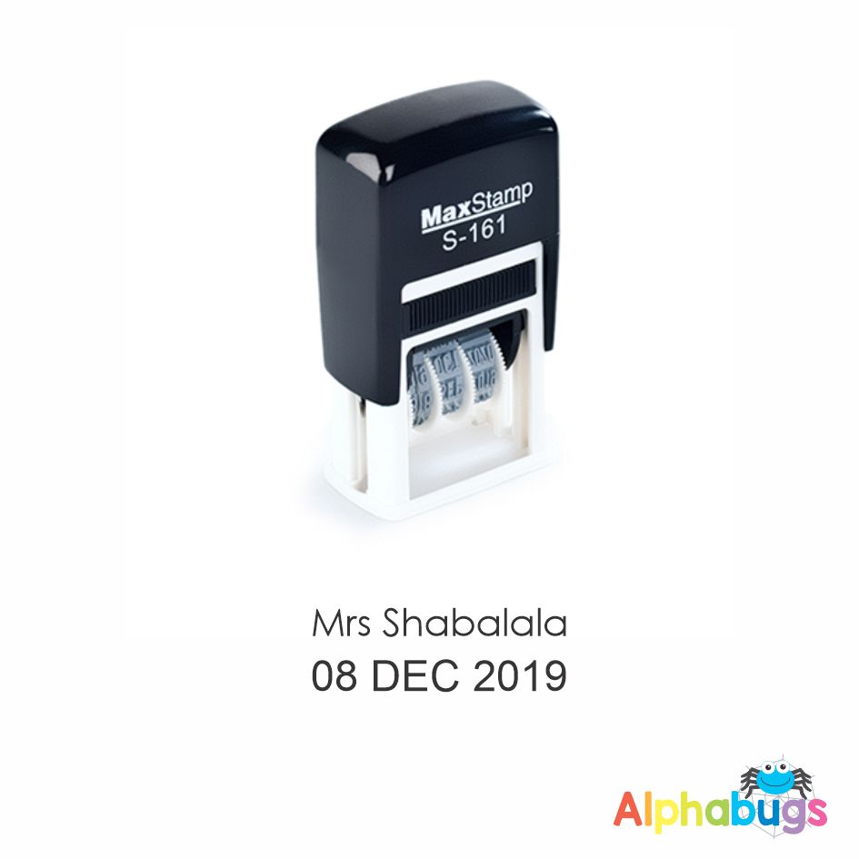 Personalised Self-Inking Stamp - Mini Dater | Alphabugs