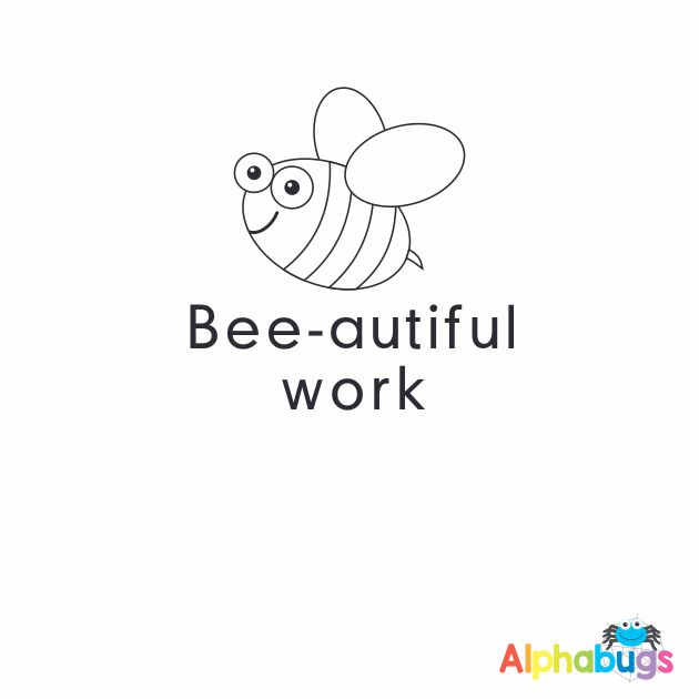 Bee-autiful Work 3cm Stamp | Alphabugs