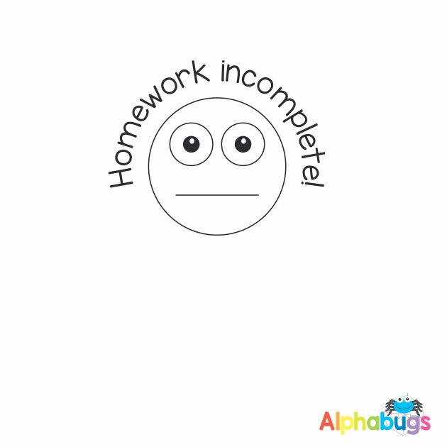 Homework incomplete 3cm Stamp | Alphabugs