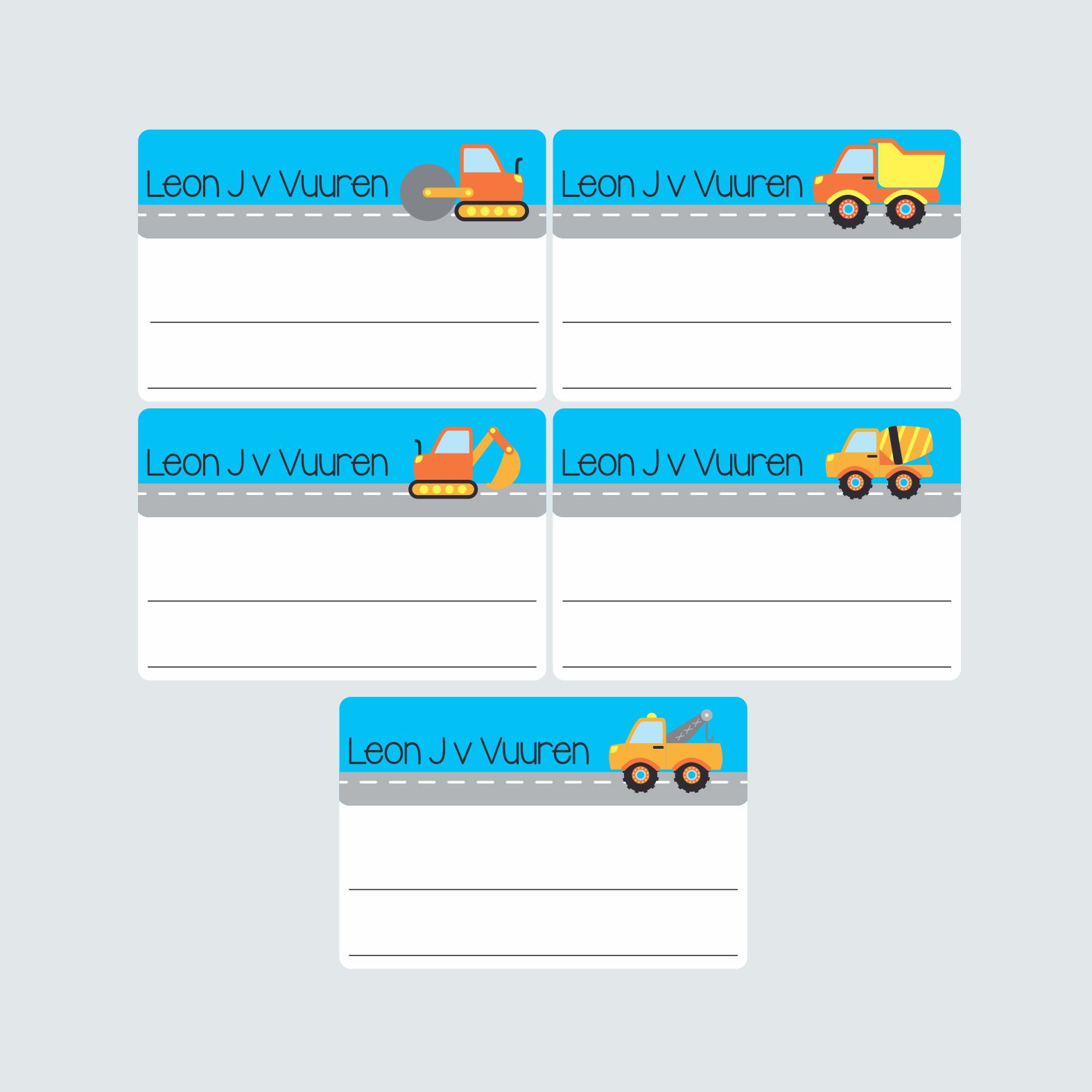 Large Book Labels - Boys at Work | Alphabugs