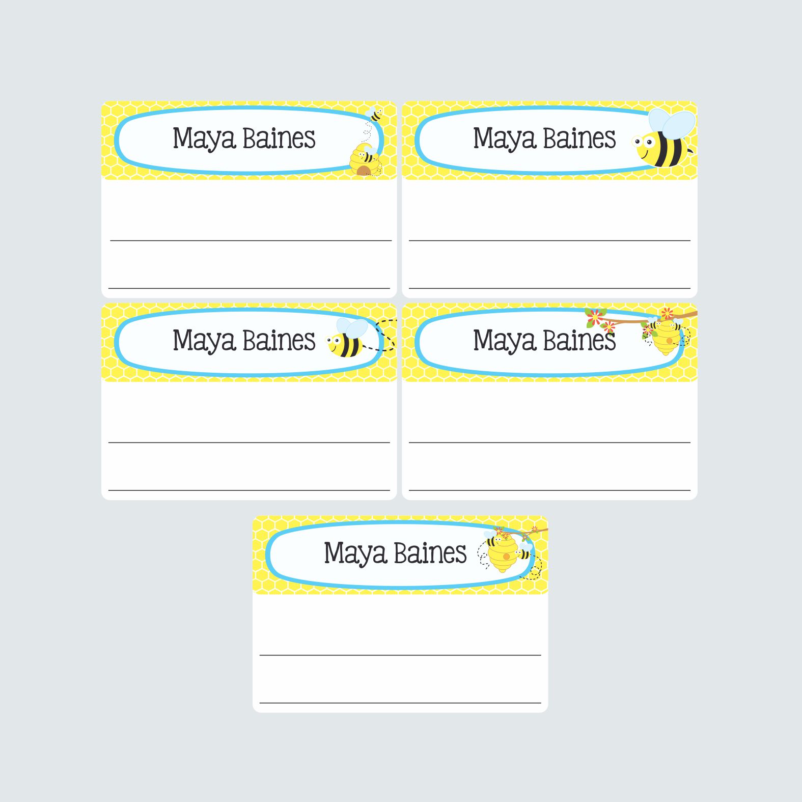 Large Book Labels - Busy Bees | Alphabugs