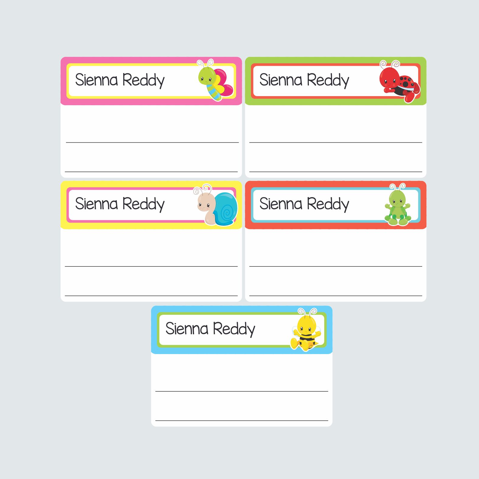 Large Book Labels - Cute as a Bug | Alphabugs