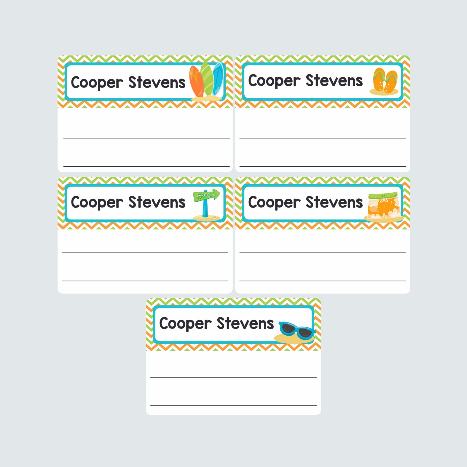 Large Book Labels - Surfs Up | Alphabugs