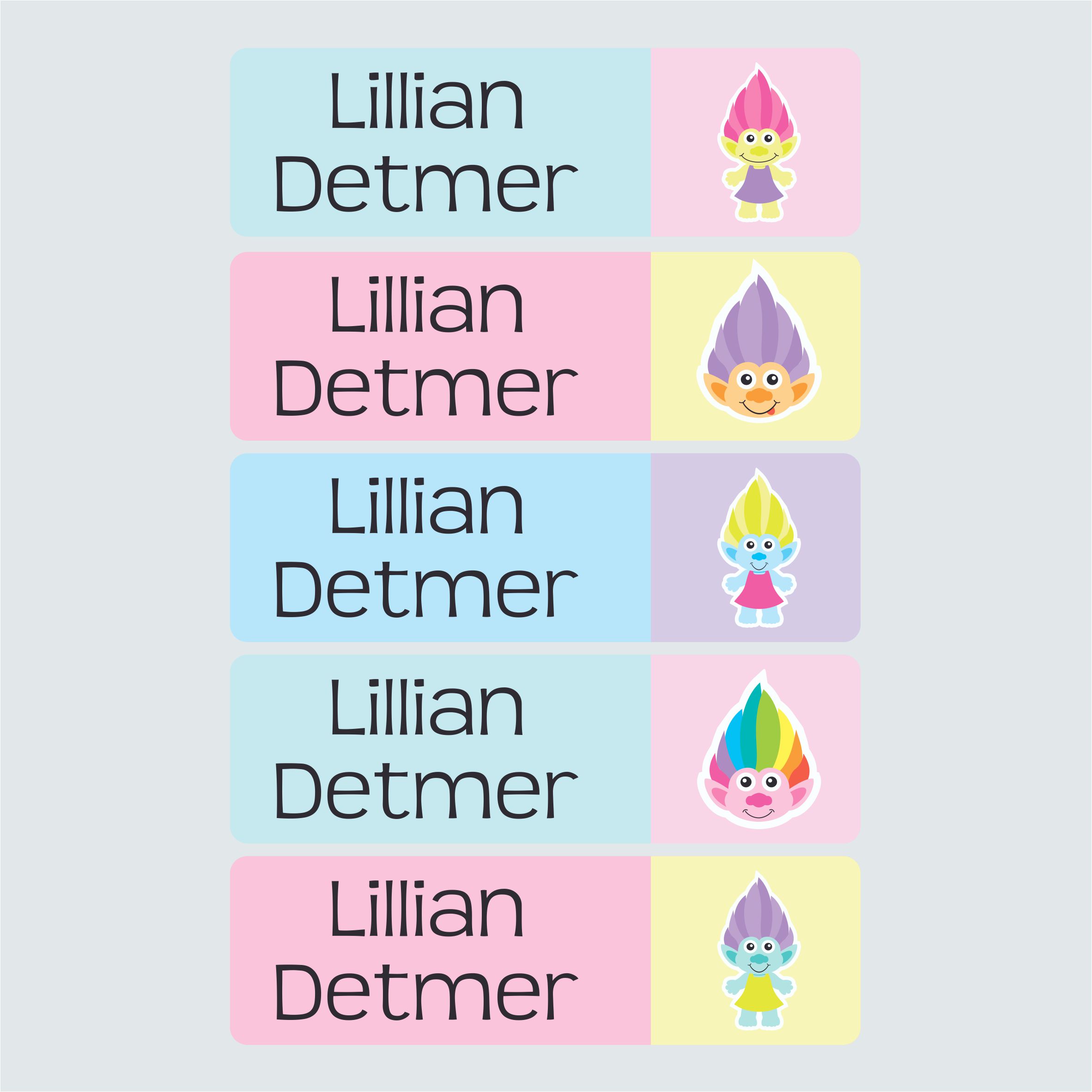 Large Name Labels - Troublesome Trolls | Alphabugs