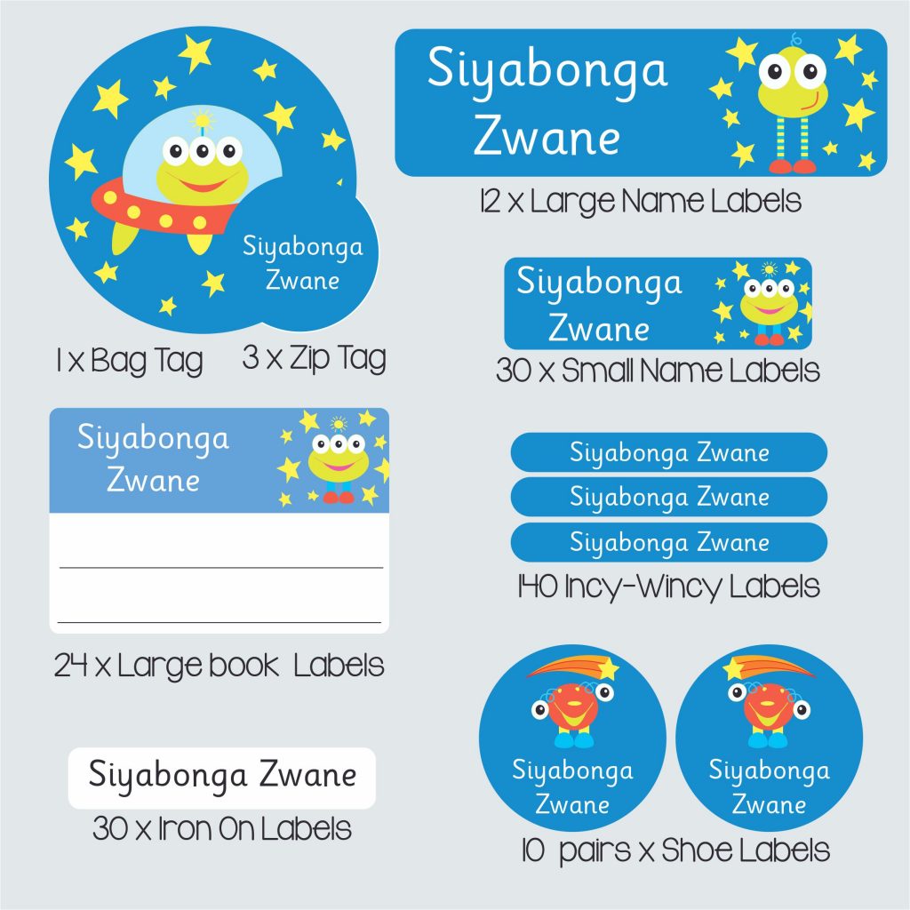 Large Name Labels - Alien Invasion | Alphabugs